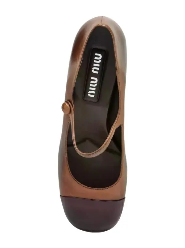 Miu Miu Cap-toe Block-heel Pumps - Brown