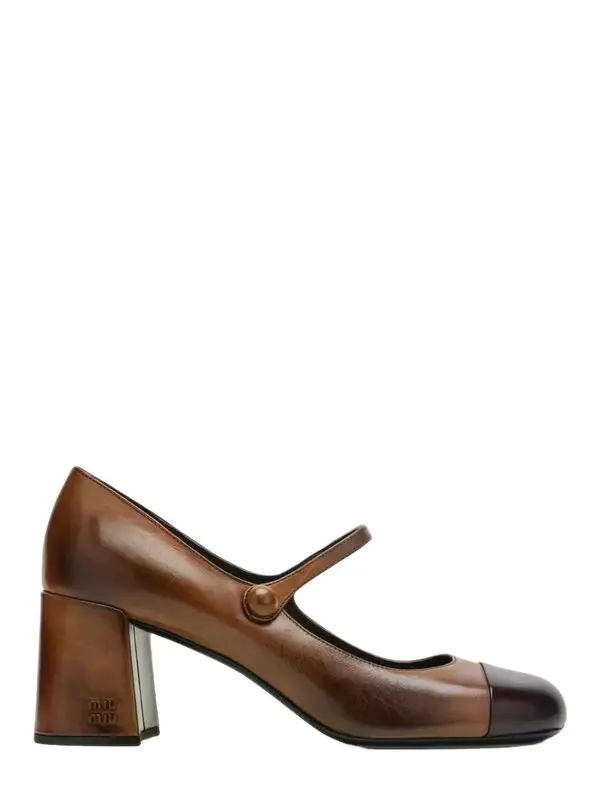 Miu Miu Cap-toe Block-heel Pumps - Brown