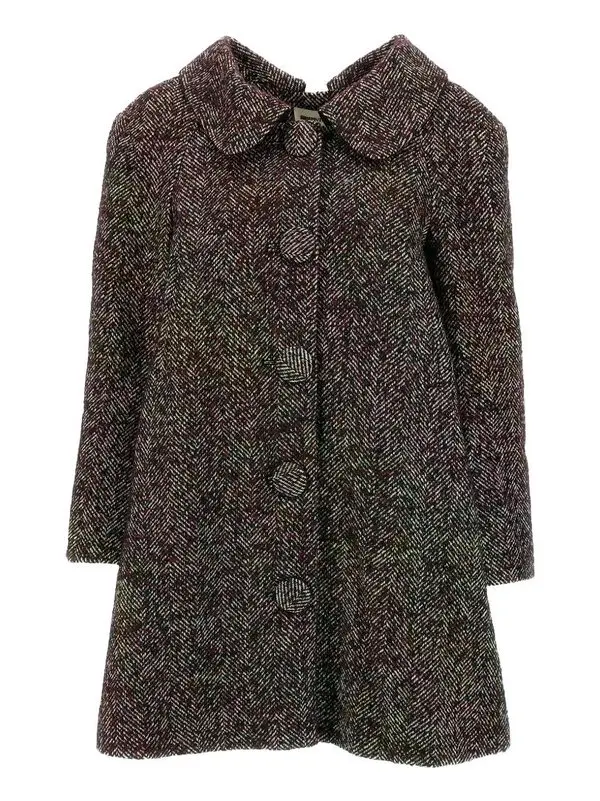 SHUSHU/TONG Herringbone-pattern Buttoned Coat - Brown