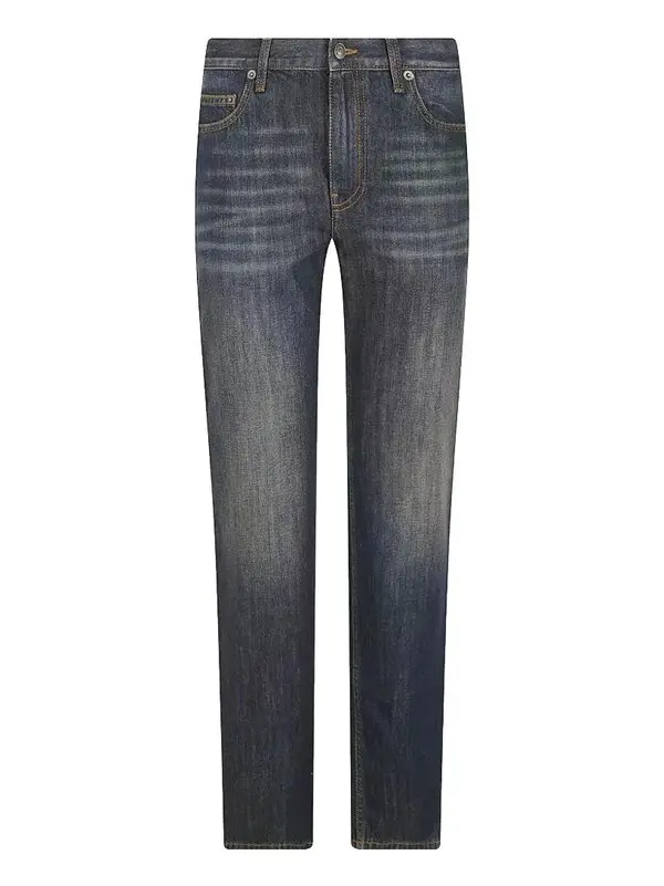 Burberry Logo-patch Straight-leg Jeans - Blue