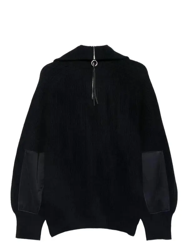 SEMICOUTURE Ribbed-knit Half-zip Sweater - Blue