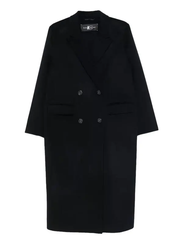 LUISA CERANO Double-breasted Notched-lapels Coat - Black