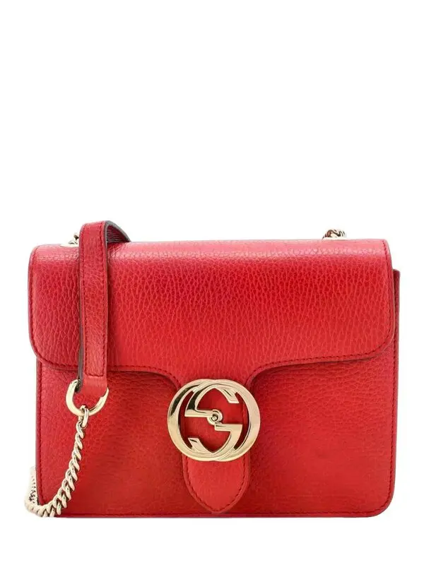 Gucci Interlocking Leather Small Shoulder Bag - Red