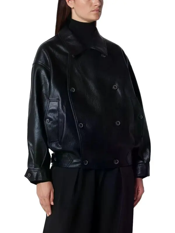 Source Unknown Double-breasted Faux-leather Jacket - Black