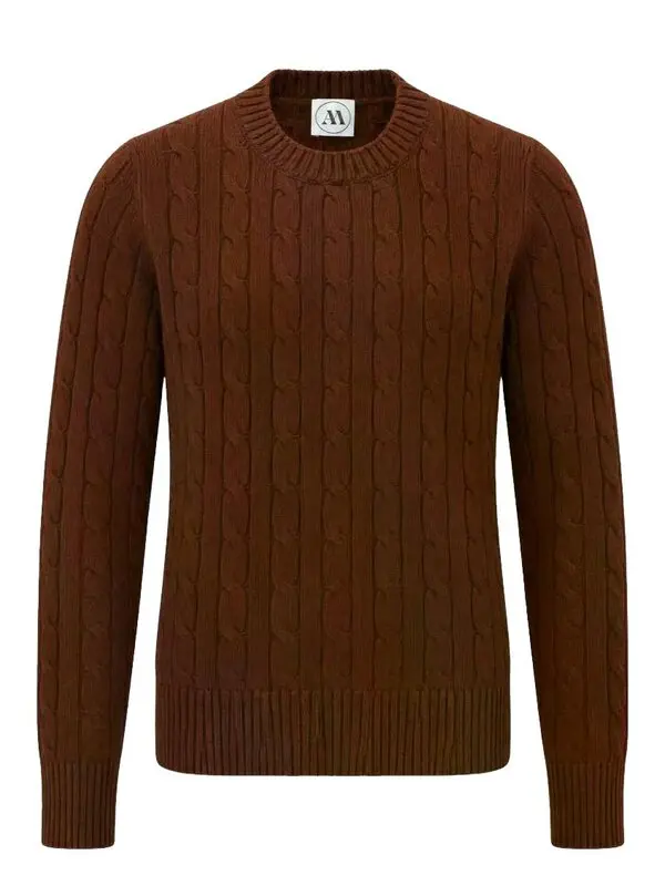 ANDRÈ MAURICE Cable-knit Crew-neck Sweater - Brown