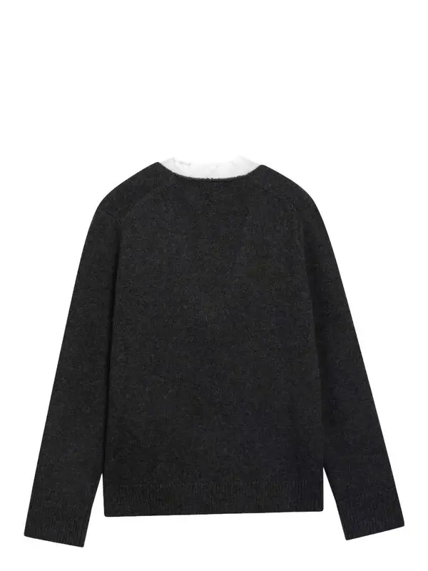 Loulou De Saison Layla Lace-trim V-neck Sweater - Grey