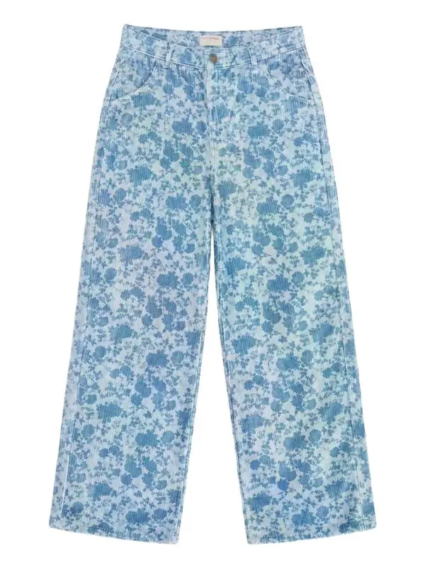 FAVORITE PEOPLE Bakery Floral-print Corduroy Trousers - Blue