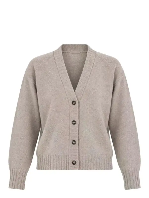 SOLOTRE V-neck Raglan-sleeve Cardigan - Neutrals