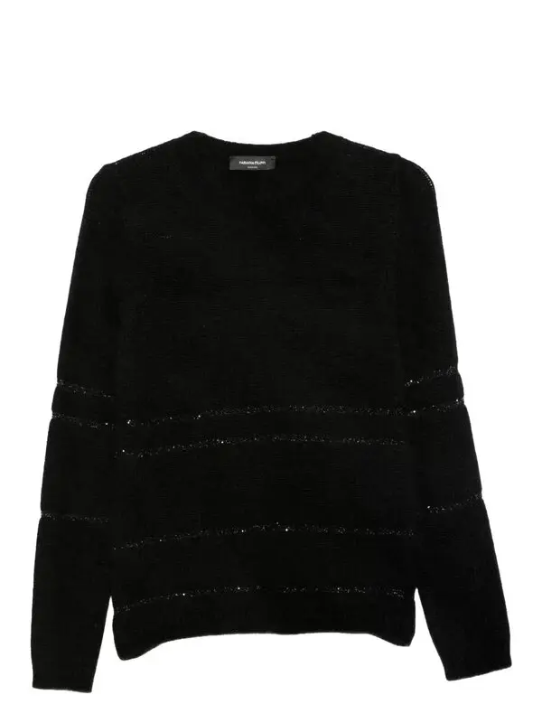 Fabiana Filippi Sequin-embellished Ribbed-knit Sweater - Black