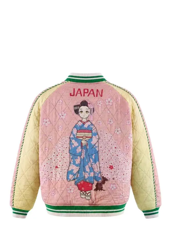 MONOKEMADE Quilted Graphic-print Jacket - Pink