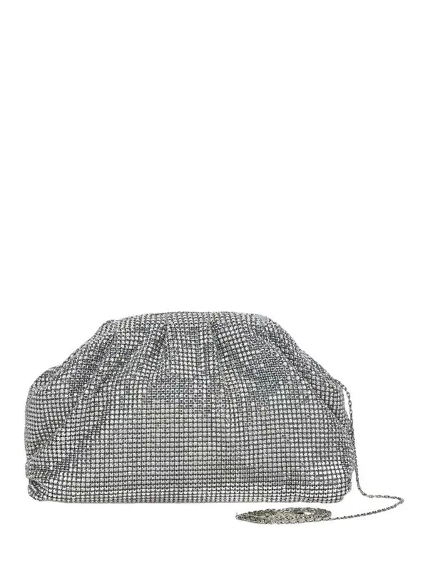 TWENTY FOURHAITCH Petra Crystal-embellished Ruched Clutch Bag - Silver