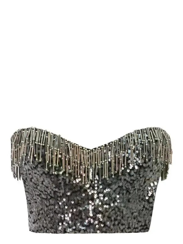 GEMY MAALOUF Beaded Sequin-embellished Top - Black