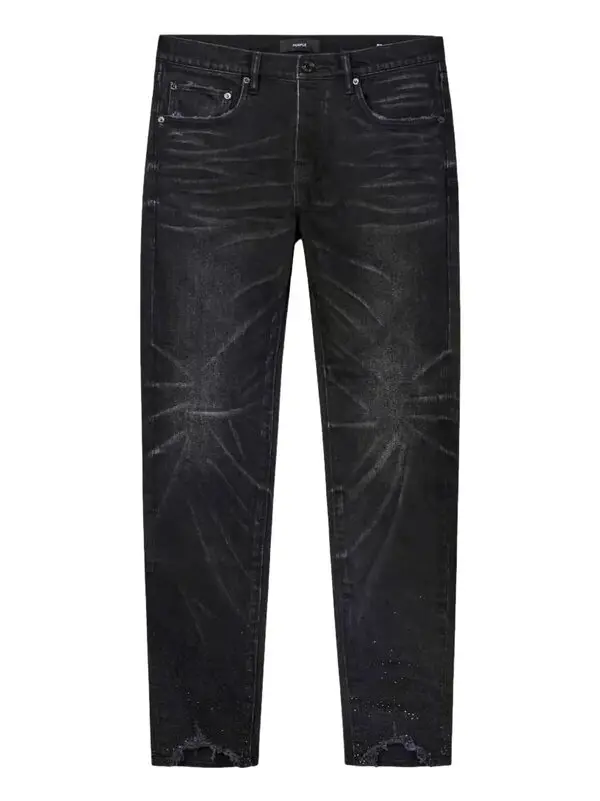 PURPLE BRAND Crystal-embellished Sharkbite-hem Jeans - Black