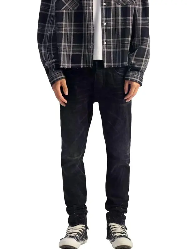 PURPLE BRAND Crystal-embellished Sharkbite-hem Jeans - Black