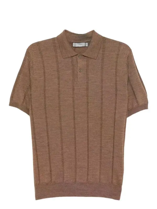 Canali Ribbed-knit Wool Polo Shirt - Brown