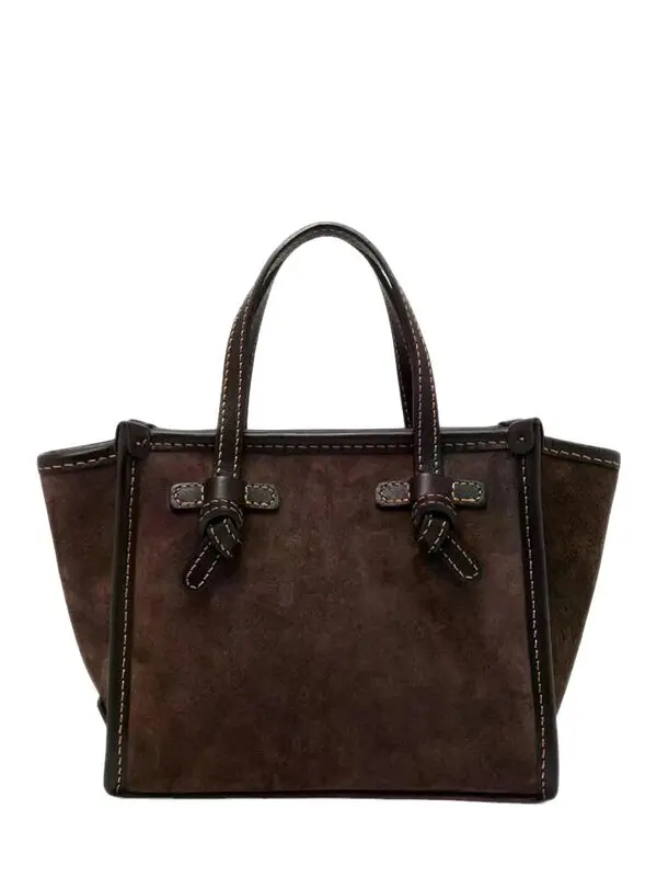 MARCELLA CLUB Mini Miss Marcela Suede Contrast-stitch Tote Bag - Brown