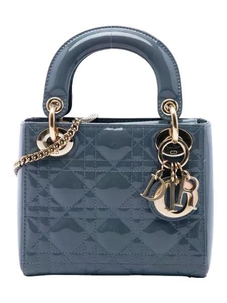 Dior 2020 Mini Patent Cannage Lady Satchel - Grey