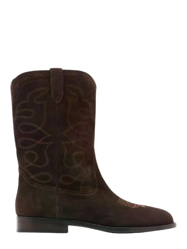 LOEFFLER RANDALL Jett Embroidered Suede Boots - Brown
