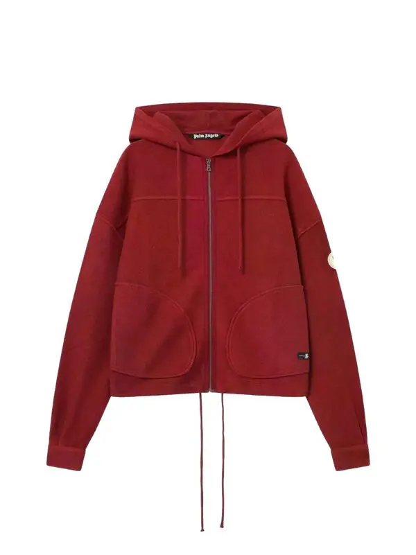 Palm Angels Palm Tree Zip Loose Hoodie - Red