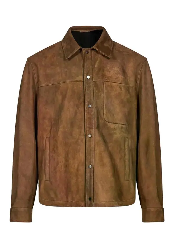 SALVATORE SANTORO Sheepskin Panelled Jacket - Brown