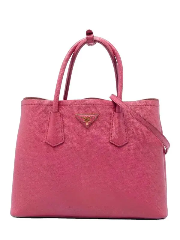 Prada 2010-2026 Medium Saffiano Cuir Double Satchel - Pink