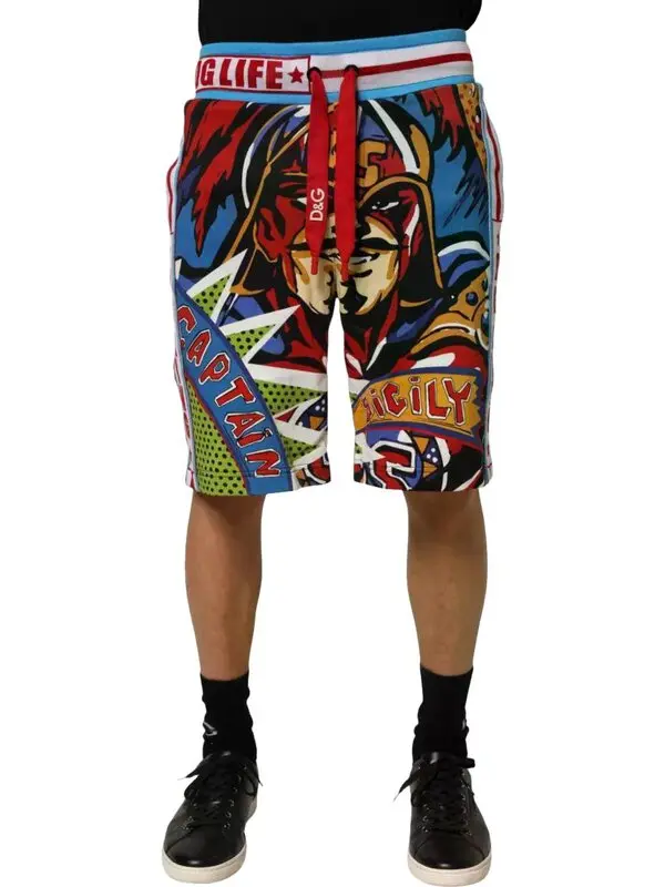 Dolce & Gabbana Captain Sicily Graphic-print Shorts - Blue