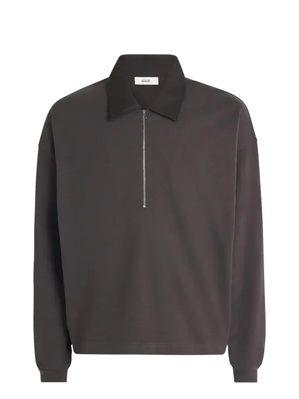 AGOLDE Cotton Darius Half-zip Polo Sweatshirt - Brown