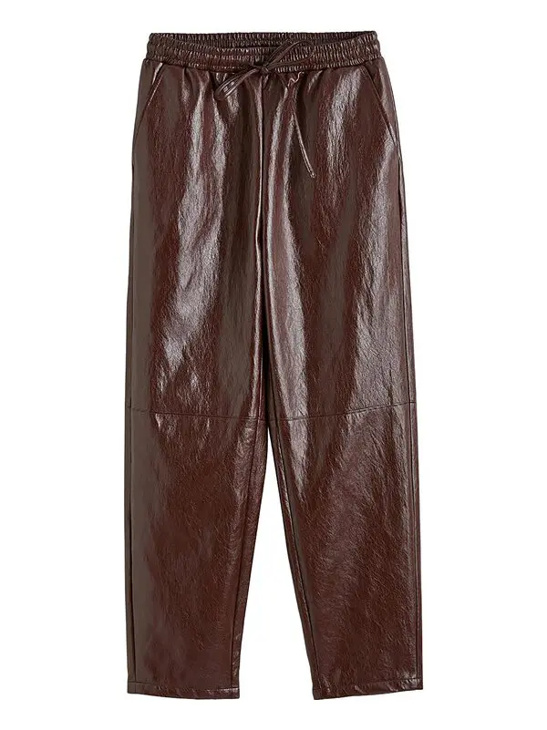 2KSTYLE Lizzy Tapered Elasticated Faux Leather Trousers - Brown
