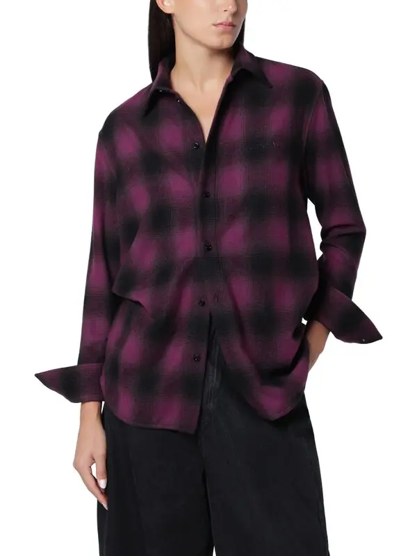 Balenciaga Purple/black Checked Shirt In Wool Blend - Multicolor