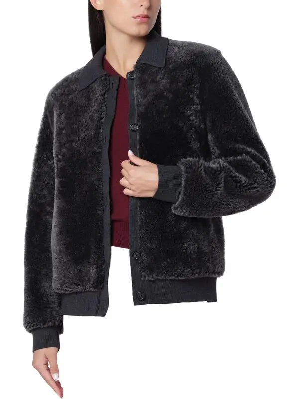 Miu Miu Sheepskin And Knit Blouson - Grey