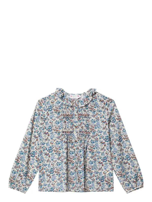 Bonpoint Cotton Blouse With Floral Print - Blue