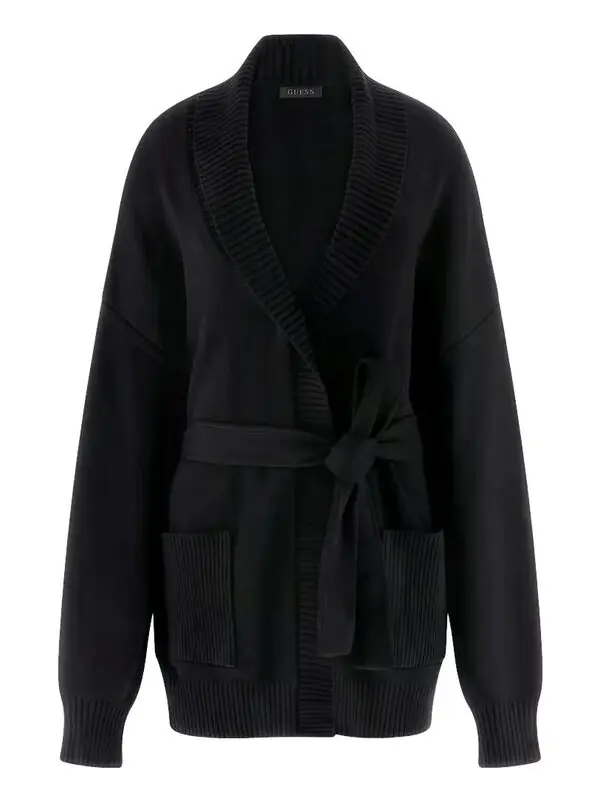 Guess Belted Shawl-collar Cardigan - Black