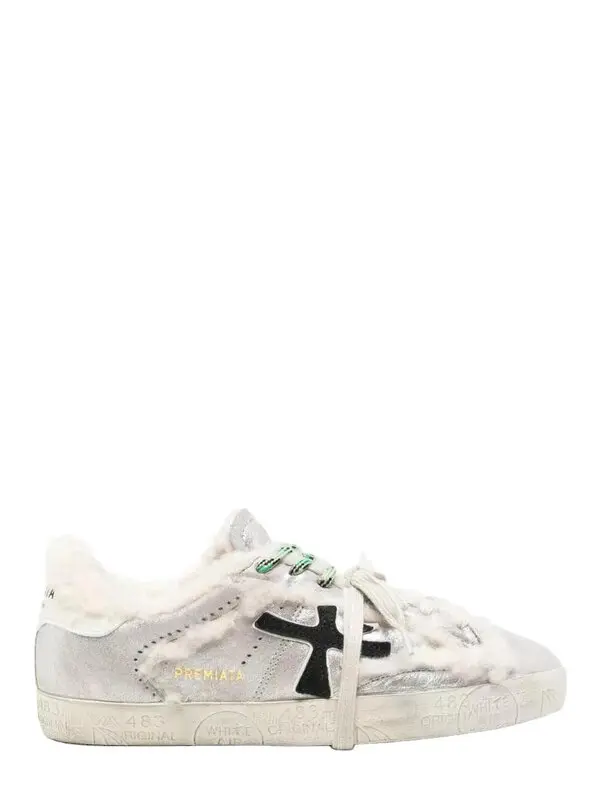 Premiata Steven Shearling-trim Sneakers - Silver