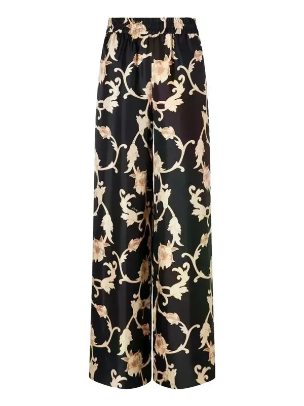 La DoubleJ Floral-print Palazzo Pants - Black