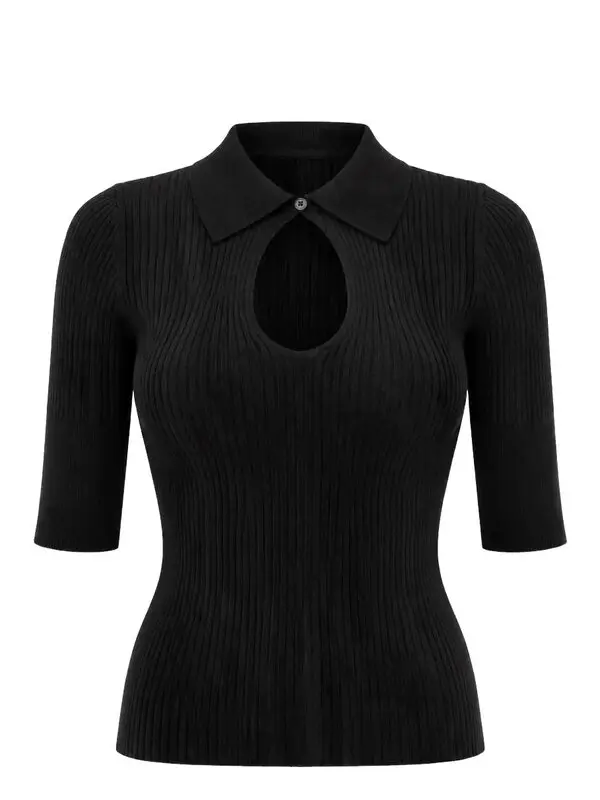 KAOS Ribbed Cut-out Sweater - Black