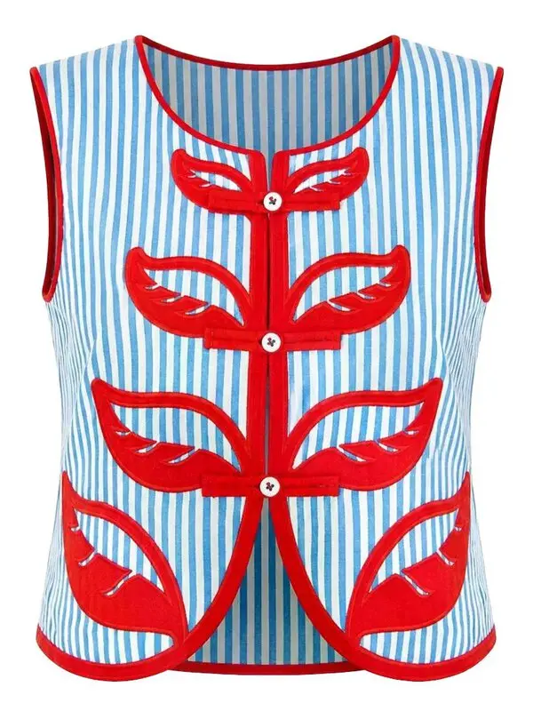 Farm Rio Striped Sleeveless Top - Blue