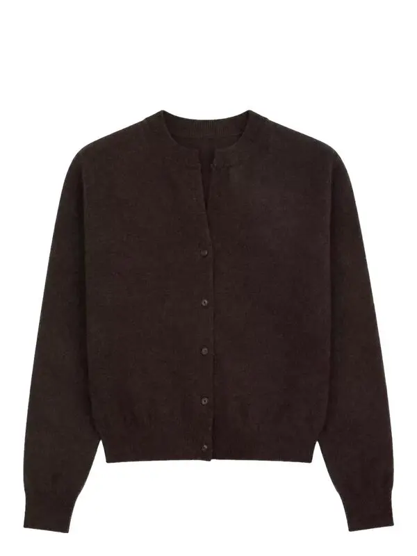 YVES SALOMON Cashmere Crew-neck Cardigan - Brown