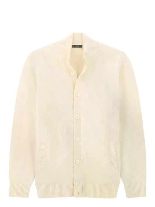 Boggi Milano Cardigan Roll-neck Jumper In Cashmere-wool - Neutrals