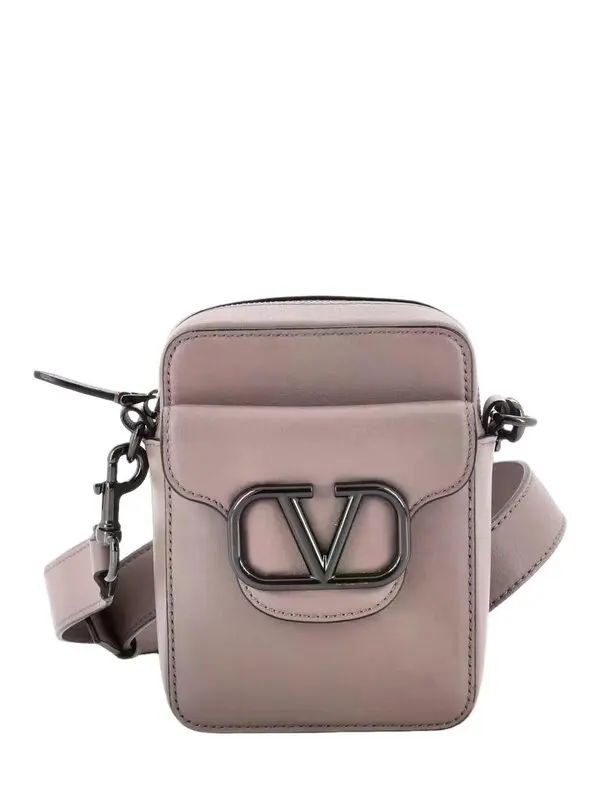 Valentino Garavani Vlogo Loco Front Pocket Camera Bag Leather Mini Crossbody Bag - Brown