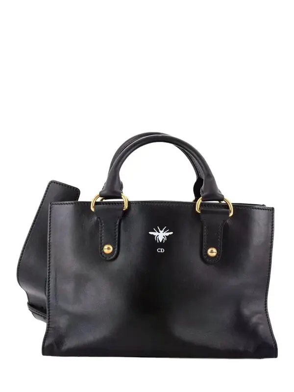 Dior D-bee Top Handle Bag Leather Satchel - Black