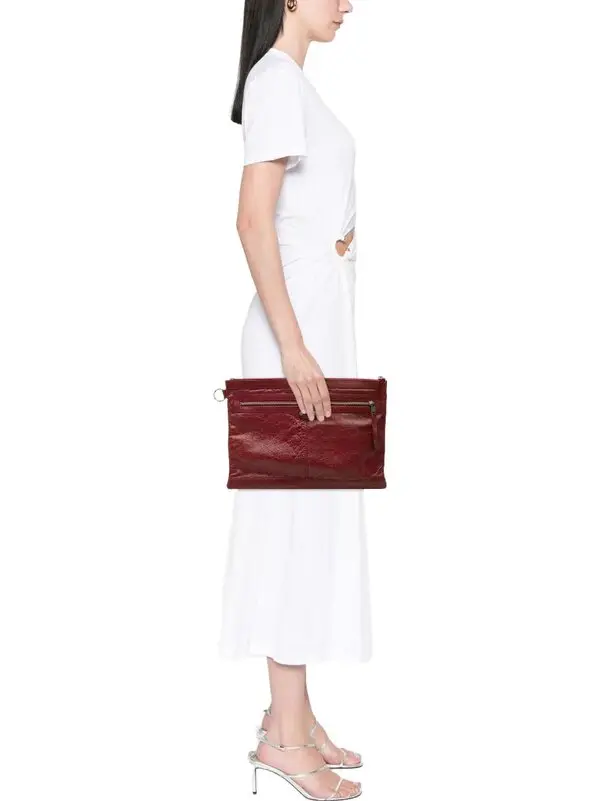 Balenciaga 2012 Lambskin Motocross Classic Clip L Clutch Bag - Red
