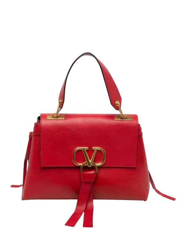 Valentino Garavani 2000-2017 Medium Vring Calfskin Satchel Bag - Red