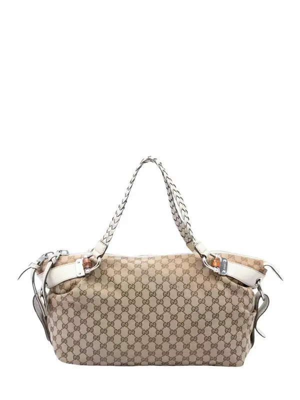 Gucci 2016-2026 Medium Gg Canvas Bamboo Bar Tote Bag - Neutrals