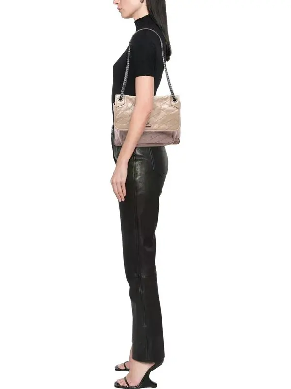 Saint Laurent 2019 Medium Crinkled Calfskin Niki Shoulder Bag - Neutrals