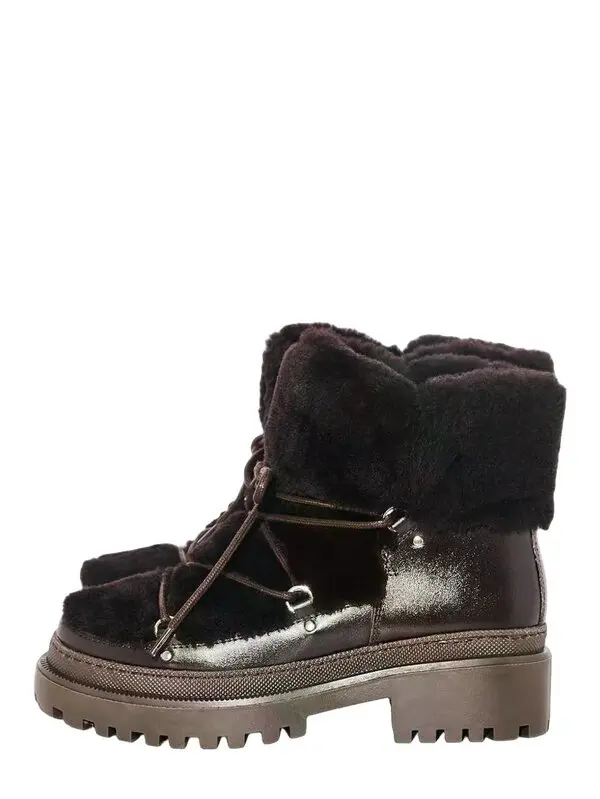 YVES SALOMON Lace-up Shearling Boots - Brown