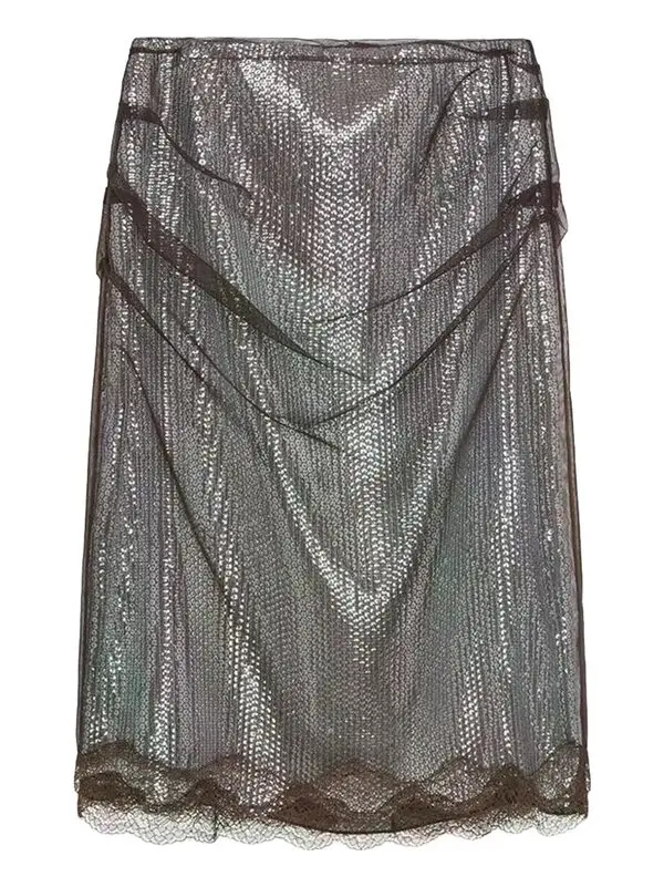 16Arlington Hedda Sequin-embellished Midi Skirt - Brown