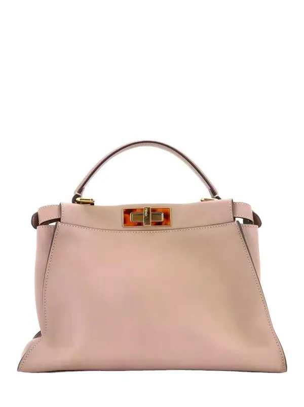 Fendi Peekaboo Bag Leather With Tortoise Detail Regular Shoulder Bag - Neutrals
