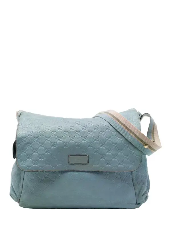 Gucci 2016-2026 Guccissima Web Flap Diaper Bag Crossbody Bag - Blue