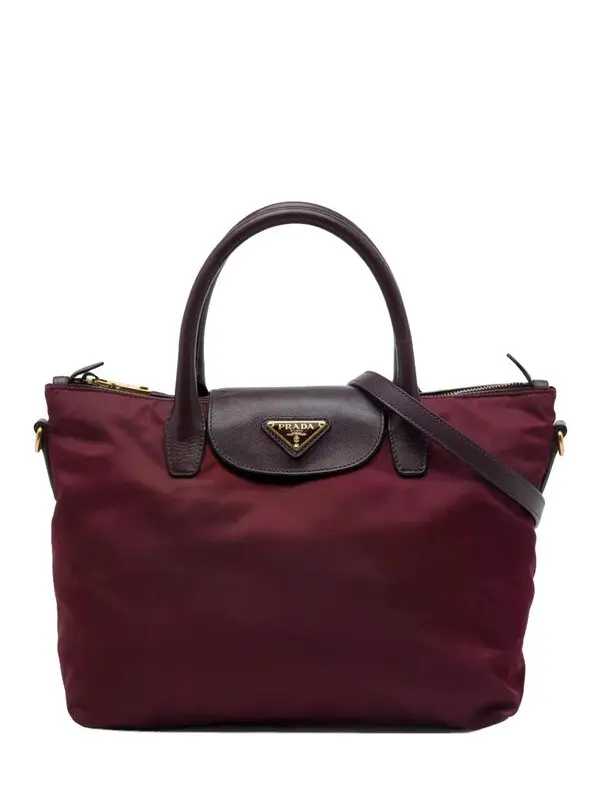 Prada 2013-2026 Saffiano Trimmed Tessuto Satchel - Red