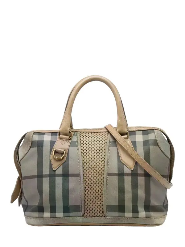Burberry 2000-2017 Smoke Check Coated Canvas Gilmoure Satchel - Grey